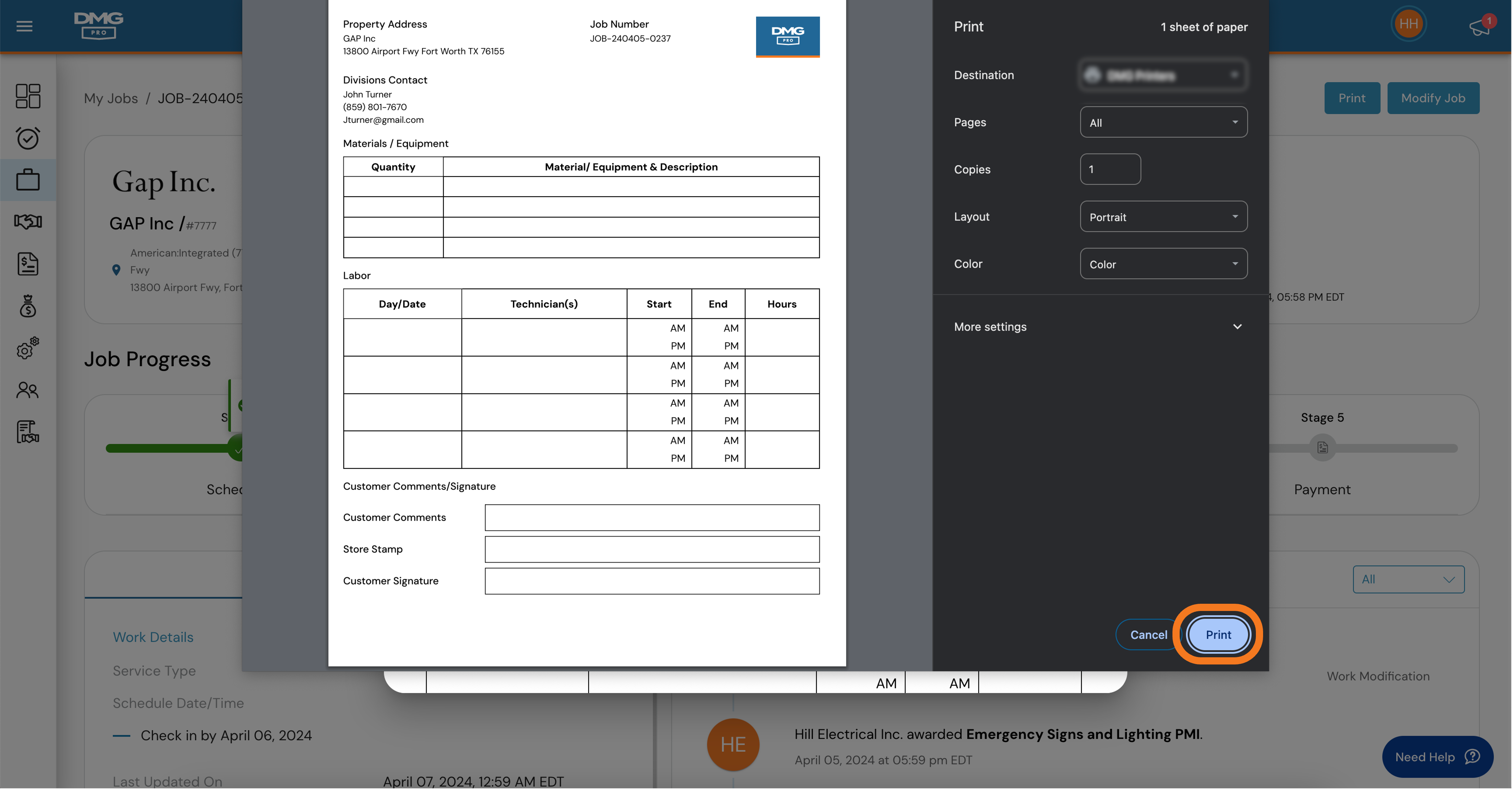 How to Print Sign-Off Sheets – DMG External