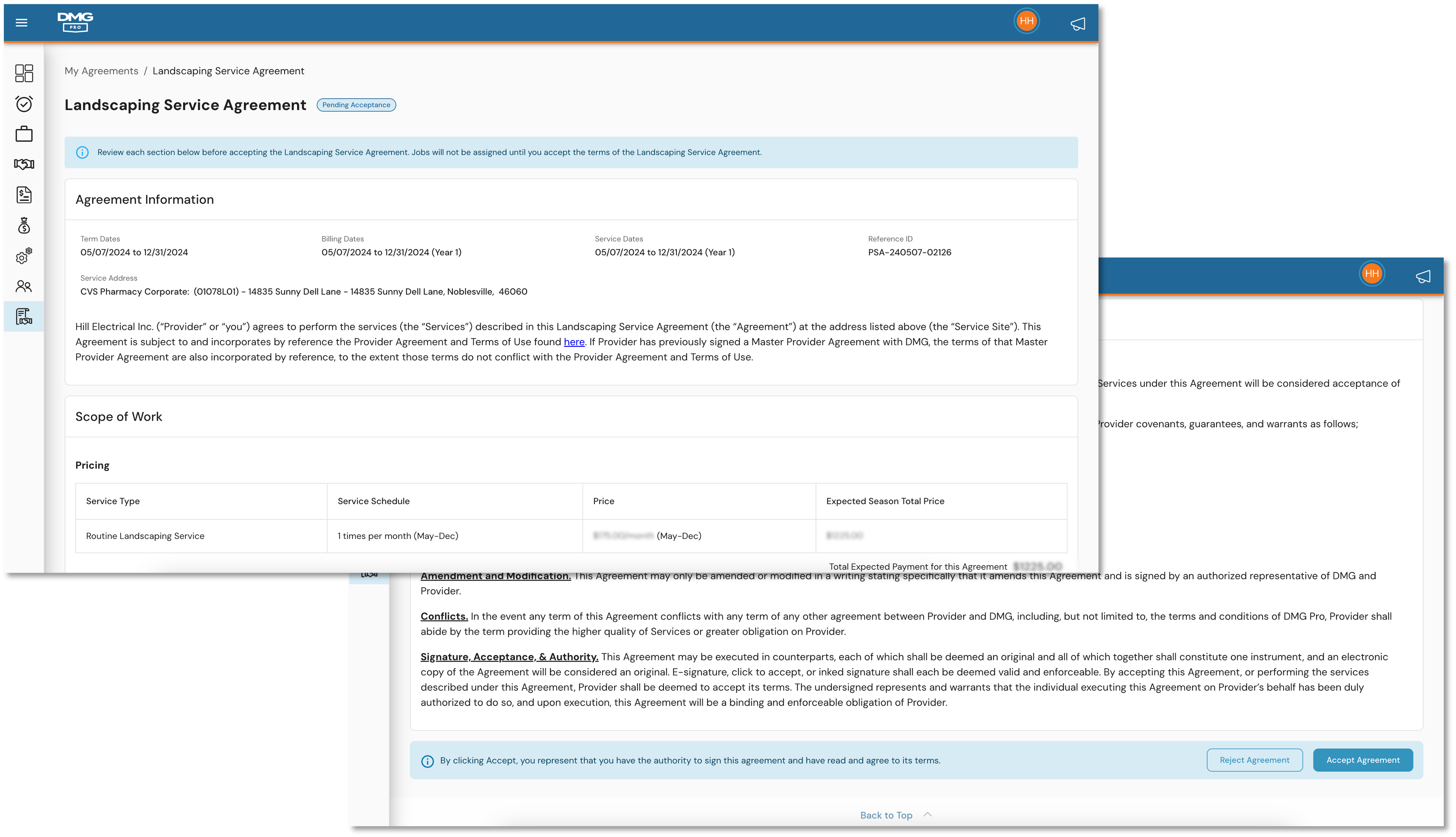 How to Review and Accept Service Agreements – DMG External