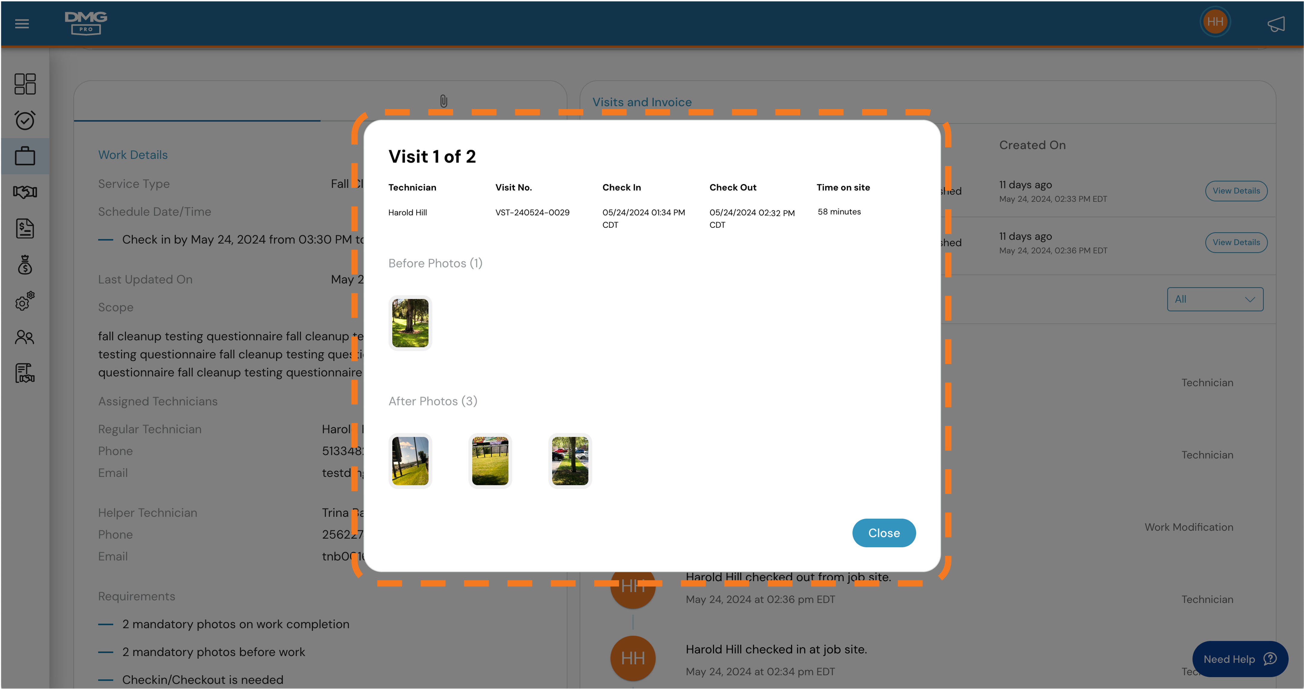 How to Review Job Visit Details – DMG External